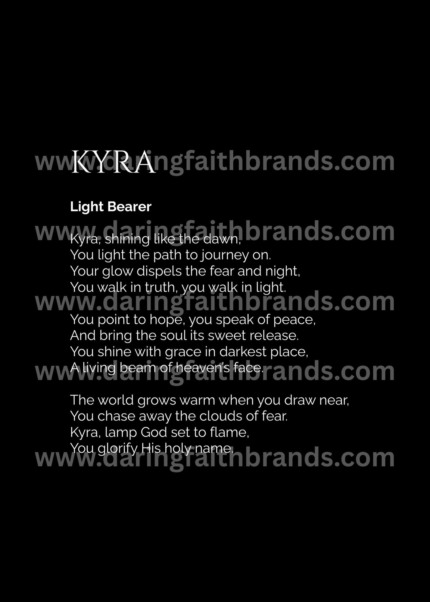 Kyra - Name Meaning Poem - Digital Download – Daring Faith Brands