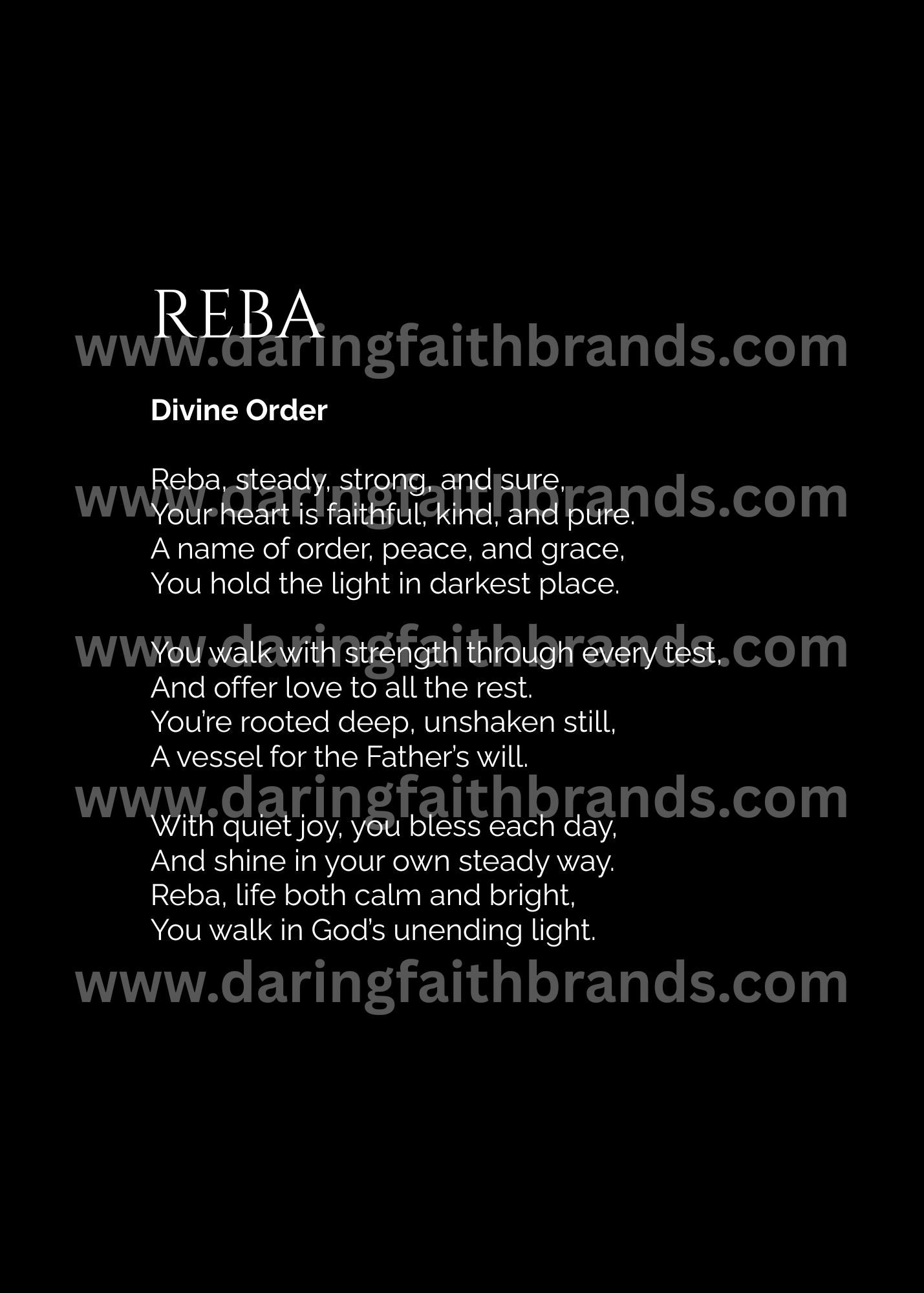 Reba - Custom Name Meaning Poem - Digital Download – Daring Faith Brands