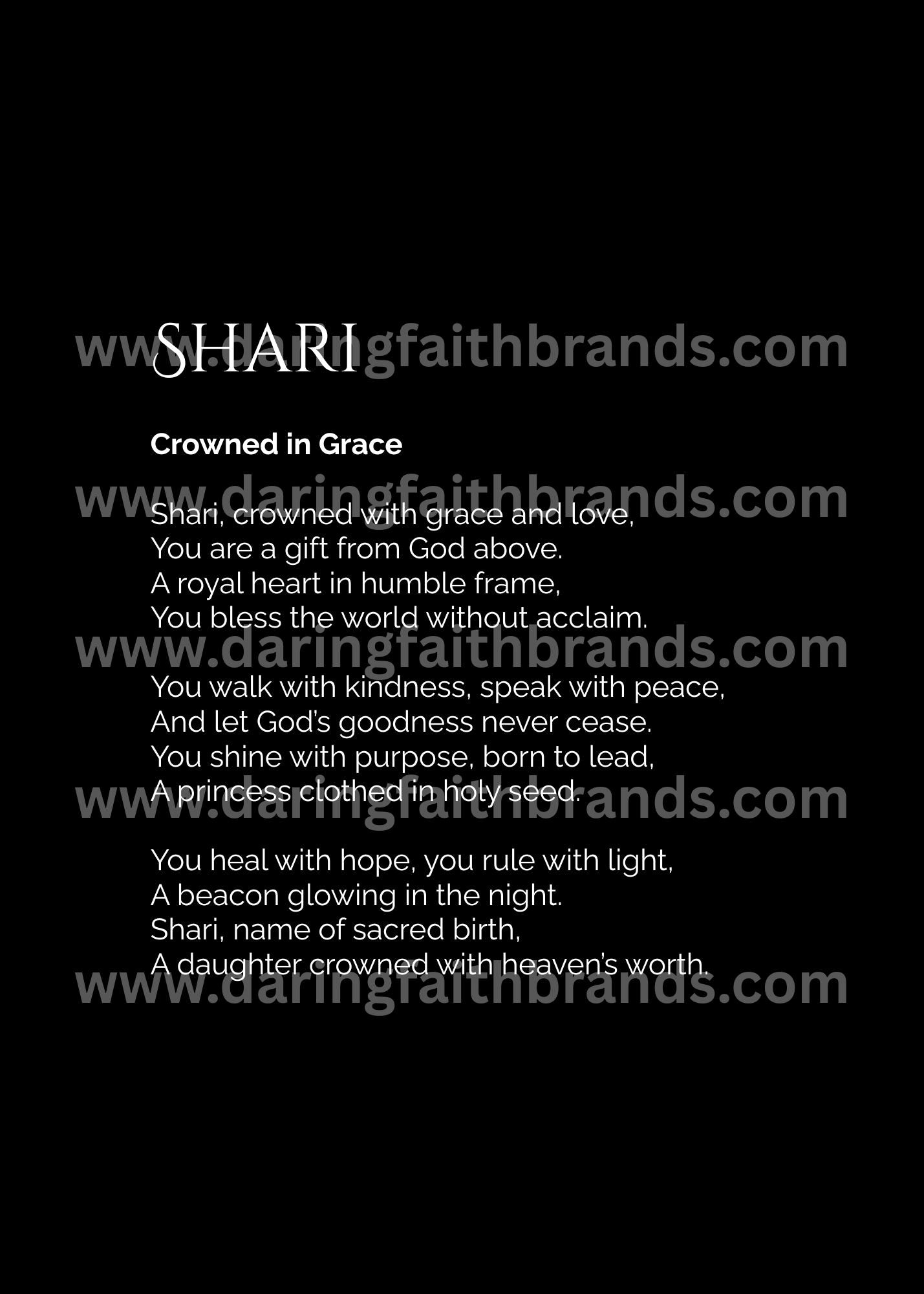 Shari - Custom Name Meaning Poem - Digital Download – Daring Faith Brands